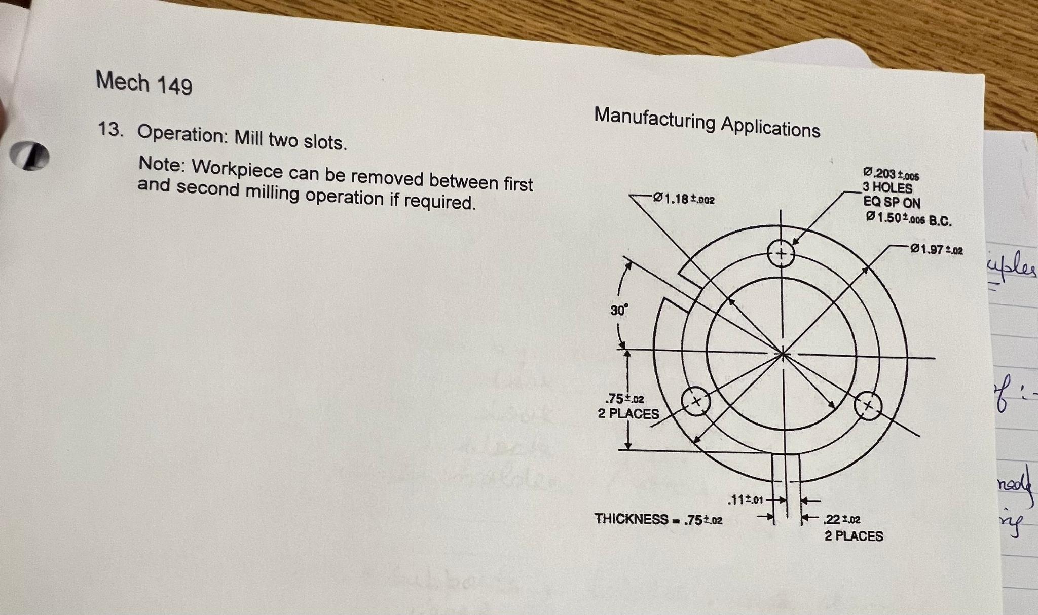 Solved Mech 14913. ﻿Operation: Mill two slots.Note: | Chegg.com