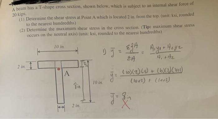 Solved A beam has a T-shape cross section, shown below, | Chegg.com