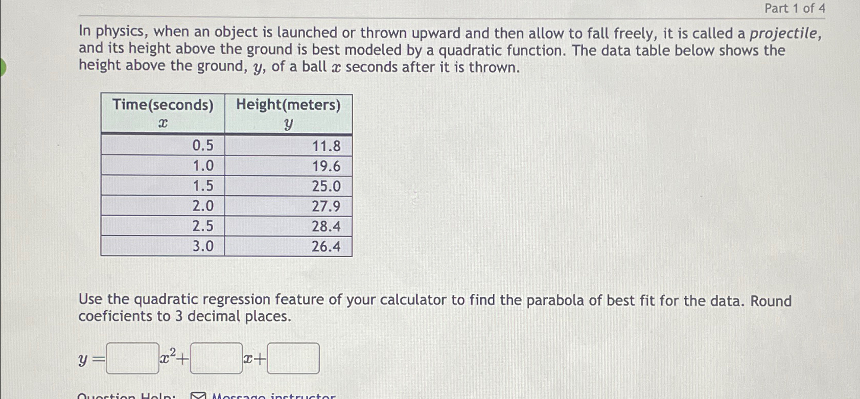Solved Part 1 ﻿of 4In physics, when an object is launched or | Chegg.com