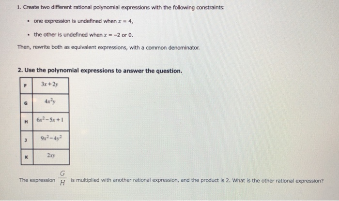 Solved 1. Create two different rational polynomial | Chegg.com