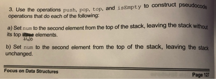 Solved sEmpty to construct pseudocode operations that do | Chegg.com