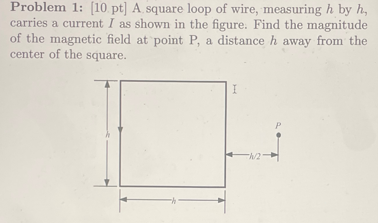 Solved Problem 1: [10 ﻿pt] ﻿A square loop of wire, measuring | Chegg.com