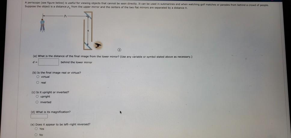 Solved A periscope (see figure below) is useful for viewing | Chegg.com