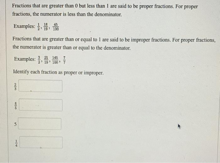 Solved Fractions that are greater than 0 but less than 1 are | Chegg.com