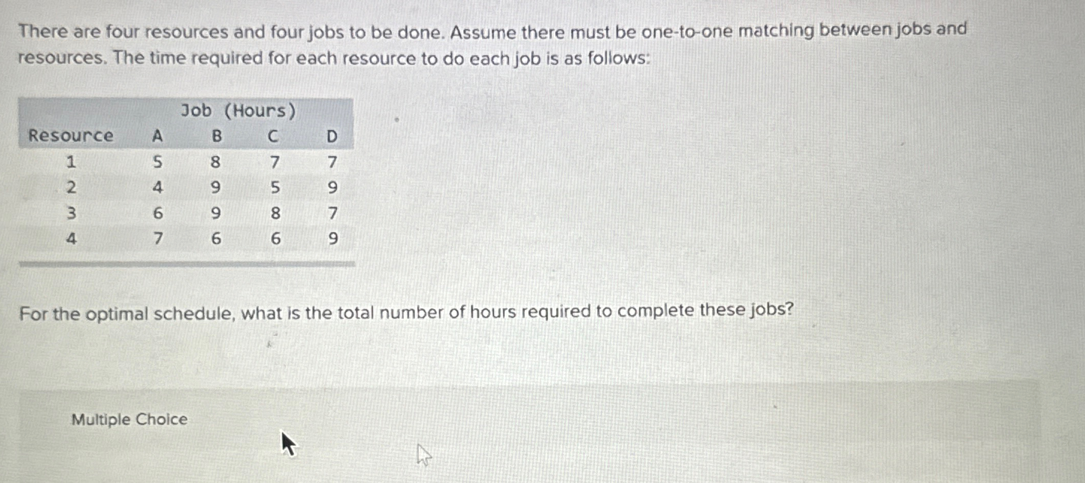 Solved There are four resources and four jobs to be done. | Chegg.com