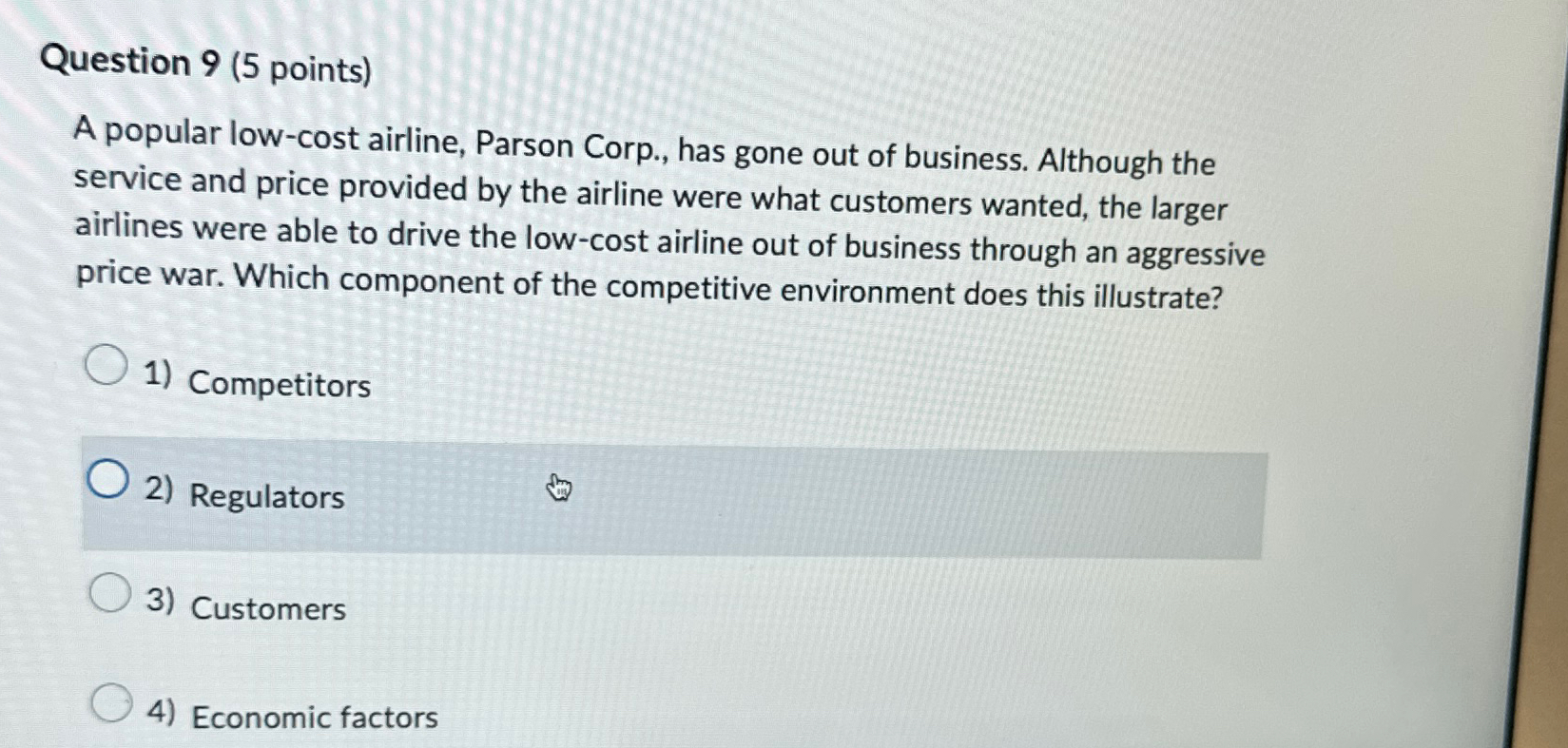 Solved Question 9 (5 ﻿points)A popular low-cost airline, | Chegg.com