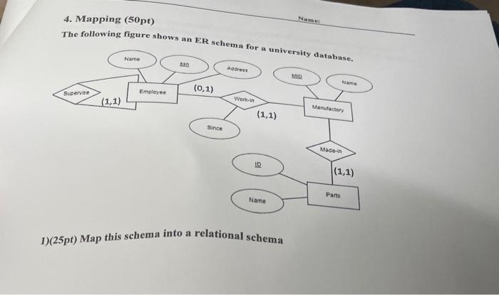 Solved 4. Mapping (50pt) Name: The following figure shows an | Chegg.com