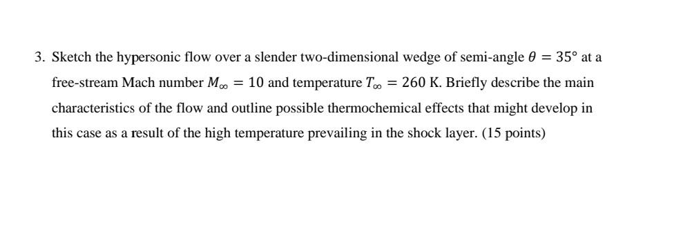 Solved 3. Sketch the hypersonic flow over a slender | Chegg.com