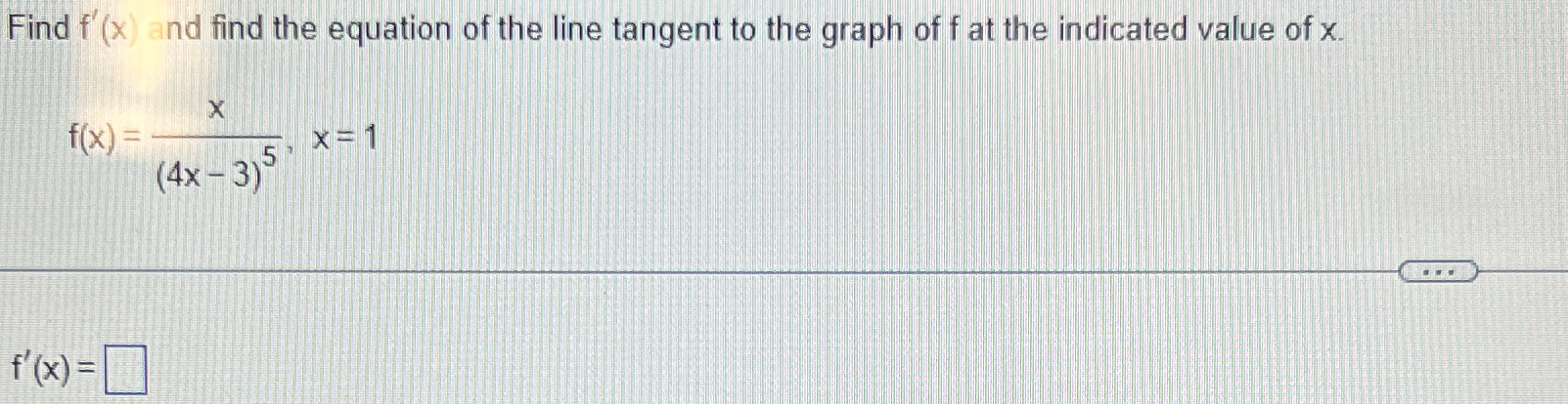 Solved Find f'(x) ﻿and find the equation of the line tangent | Chegg.com