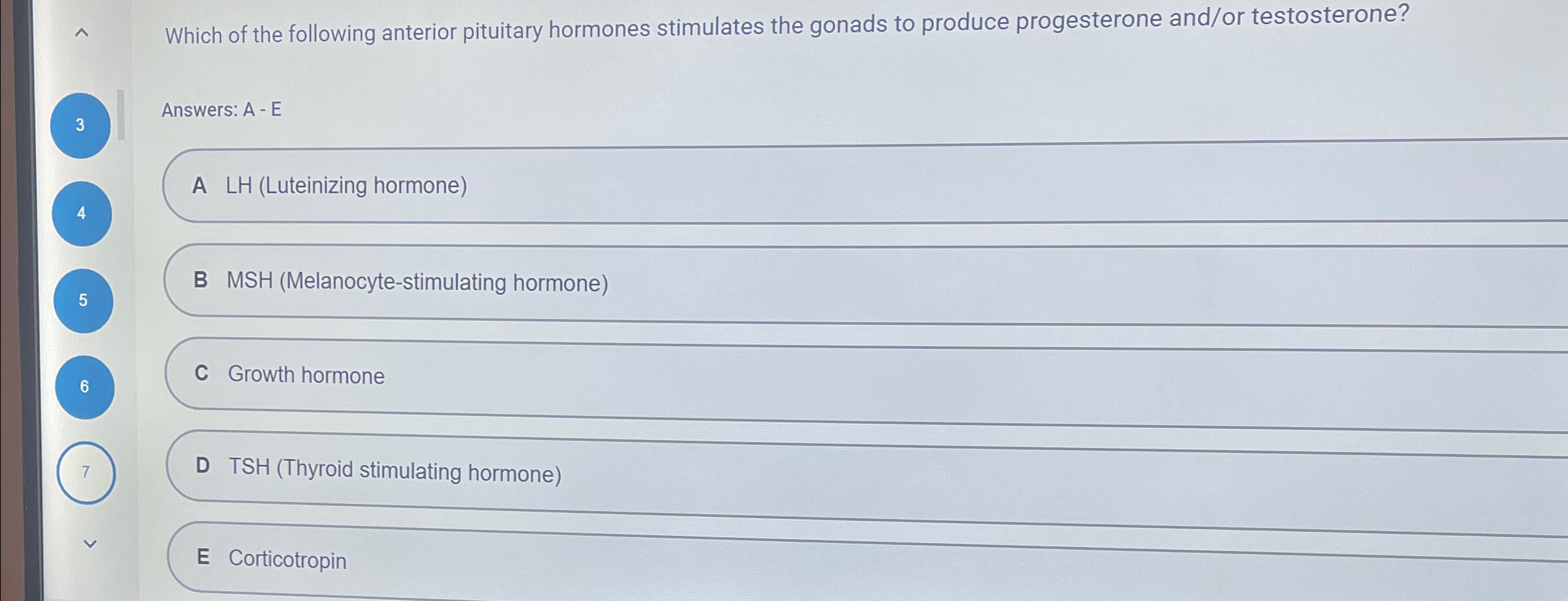 Solved Which of the following anterior pituitary hormones | Chegg.com