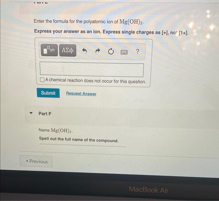 Solved Entar the formula for the polyatomic icen of (NH4)2O. | Chegg.com