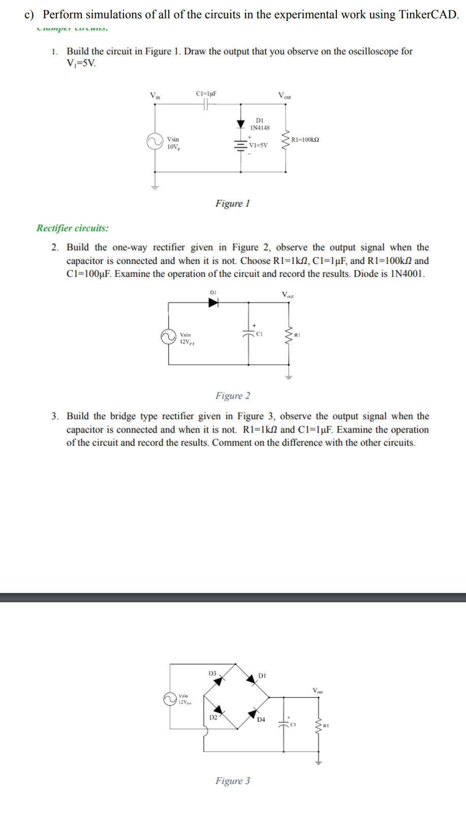 Solved c) ﻿Perform simulations of all of the circuits in the | Chegg.com