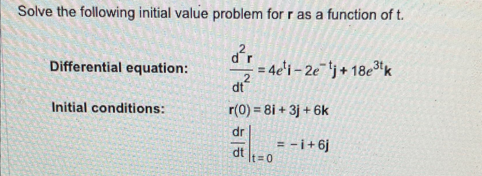 Solved Solve the following initial value problem for r ﻿as a | Chegg.com