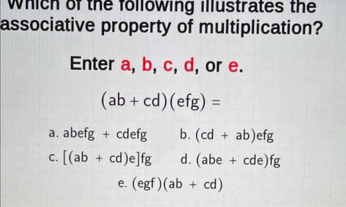 Solved OT of the following illustrates the associative | Chegg.com