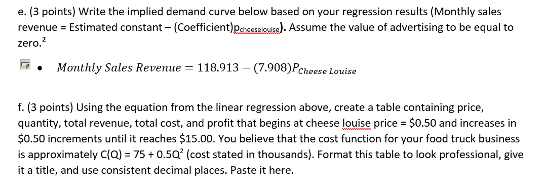 Solved Using the equation from the linear regression above, | Chegg.com