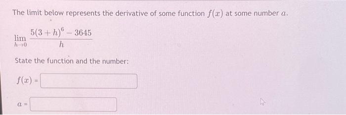 Solved The limit below represents the derivative of some | Chegg.com