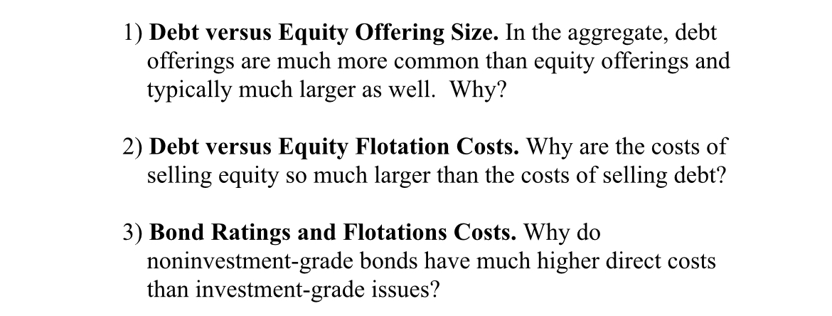 Solved Debt versus Equity Offering Size. In the aggregate, | Chegg.com