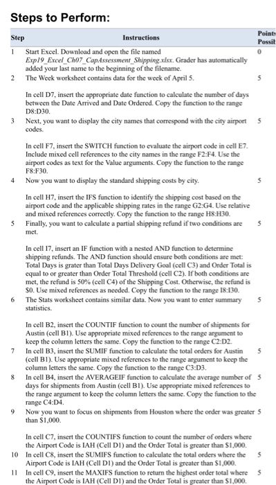 Solved Steps to Perform: Points Step Instructions 1 Start | Chegg.com