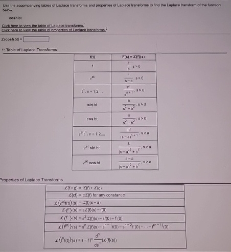 Solved Use the accompanying tables of Laplace transfoms and | Chegg.com