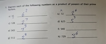 Solved Express each of the following numbers as a product of | Chegg.com
