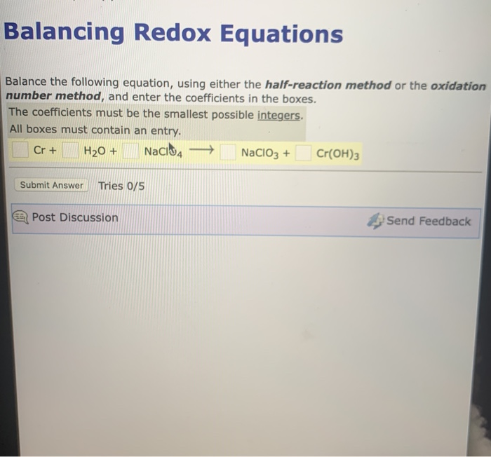 Solved Balancing Redox Equations Balance the following | Chegg.com
