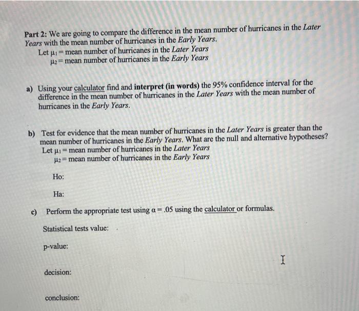 Solved Part 1: Use the summary statistics and a calculator | Chegg.com