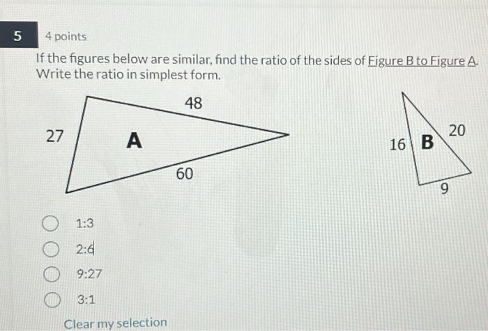 Solved If the figures below are similar, find the ratio of | Chegg.com