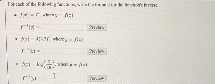 Solved For each of the following functions, write the | Chegg.com