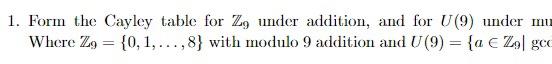 Solved 1. Form the Cayley table for Zg under addition, and | Chegg.com
