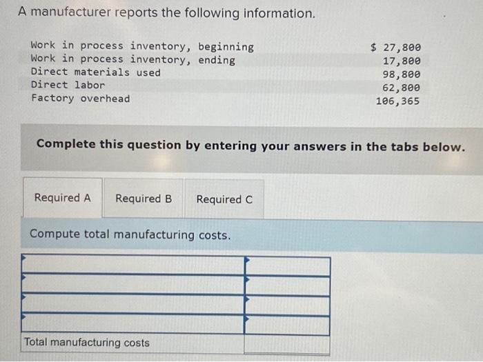 Solved Compute cost of goods manufactured. | Chegg.com Solved Compute cost of goods manufactured. | Chegg.com