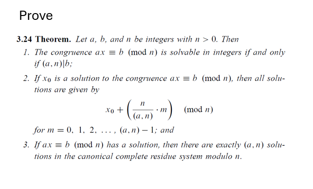 Solved Prove3.24 ﻿Theorem. Let a,b, ﻿and n ﻿be integers with | Chegg.com