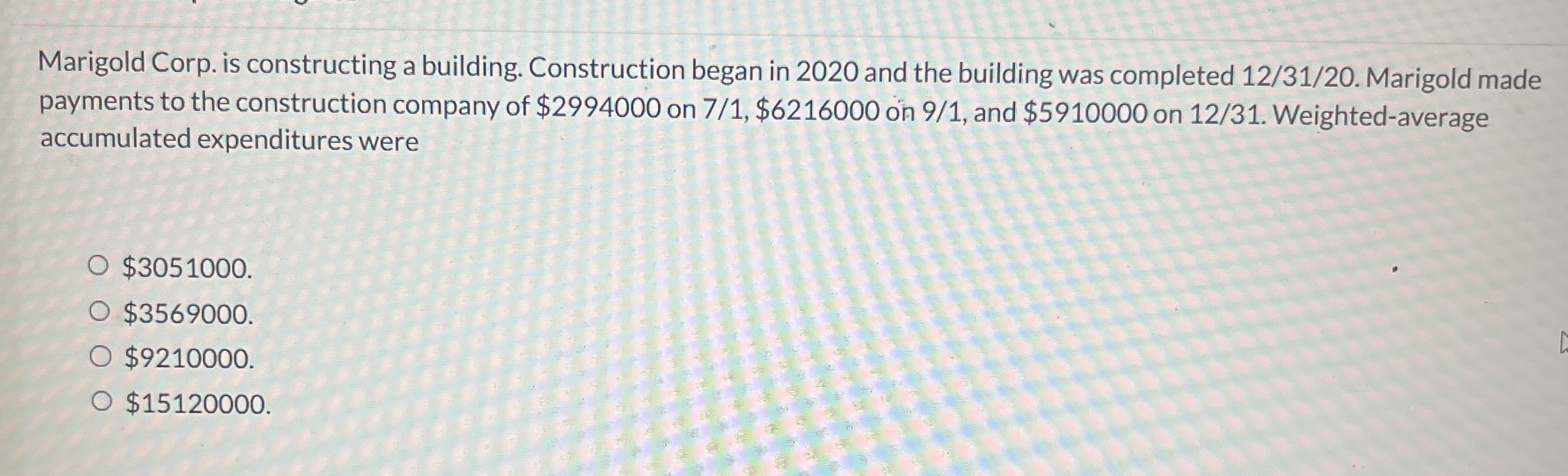 Solved Marigold Corp. is constructing a building. | Chegg.com