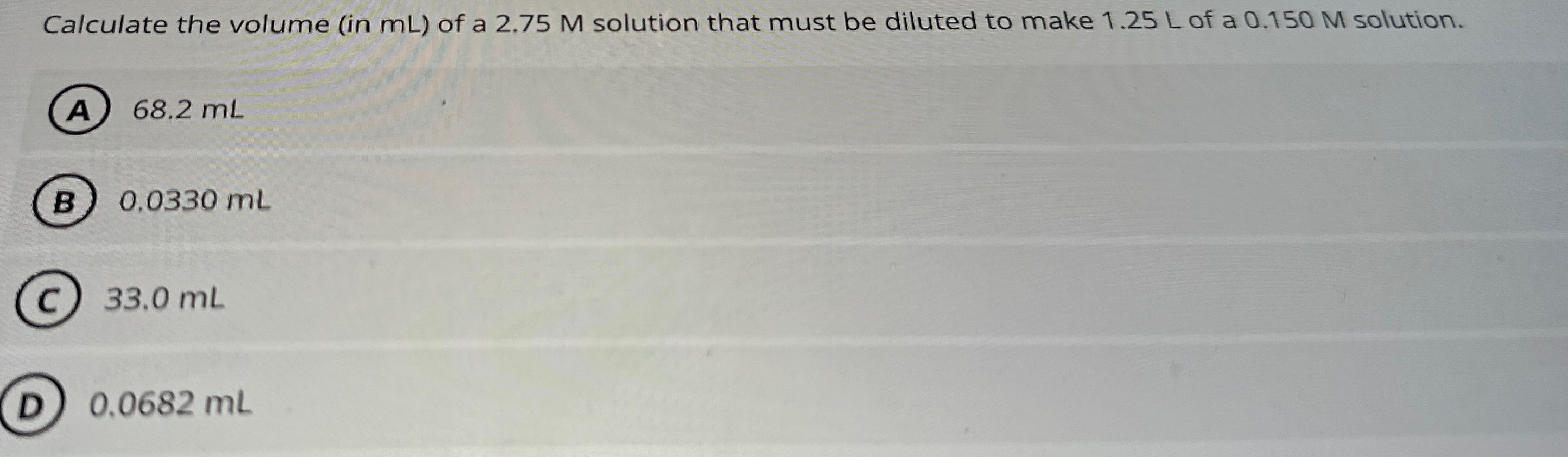 Solved Calculate the volume (in mL ) ﻿of a 2.75M ﻿solution | Chegg.com