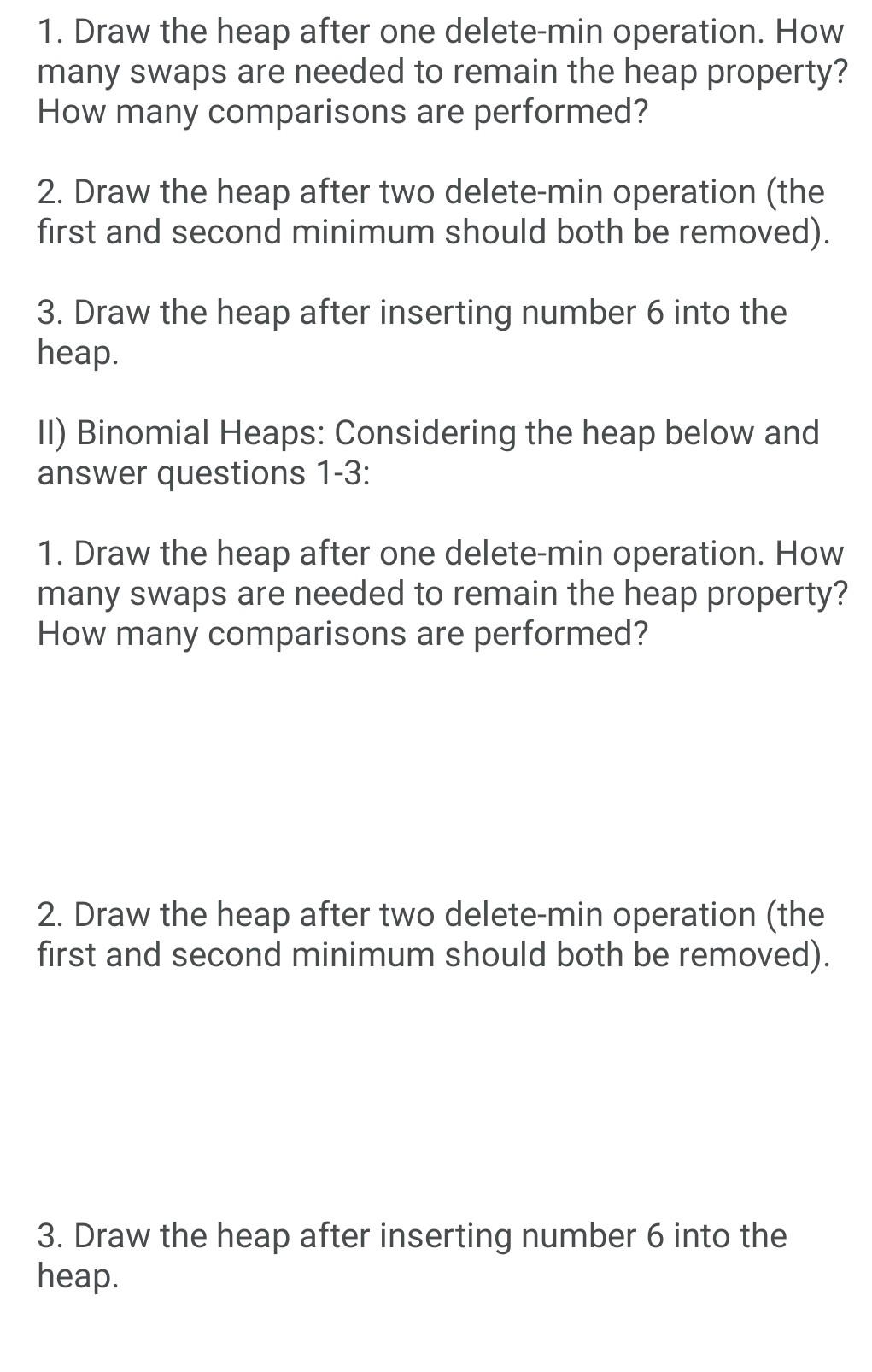 Solved 1. Draw the heap after one delete-min operation. How | Chegg.com