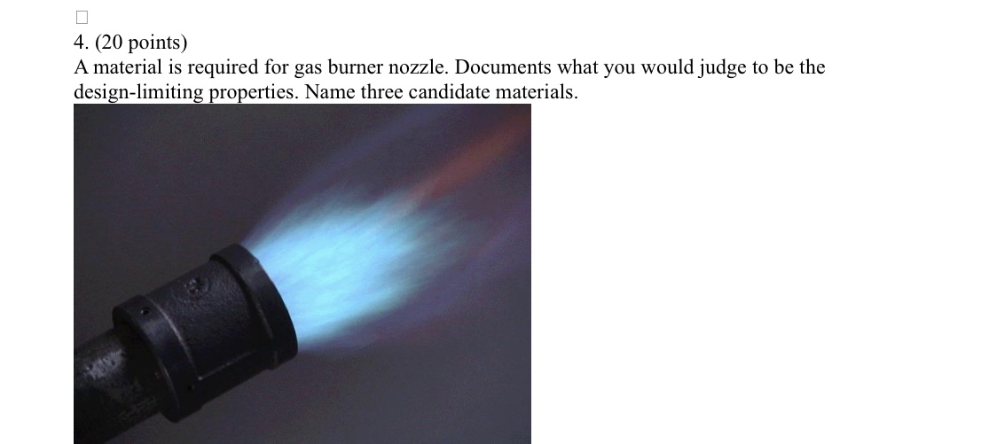 Solved (20 ﻿points)A material is required for gas burner | Chegg.com