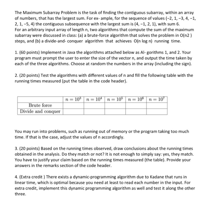 The Maximum Subarray Problem is the task of finding | Chegg.com