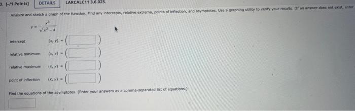 Solved y=x2−4x3 intercent (x,n)=( relative minimum (x,y)= | Chegg.com