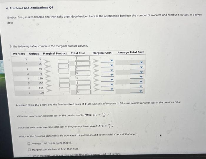 Solved 4. Problems and Applications Q4 Nimbus, Inc., makes | Chegg.com