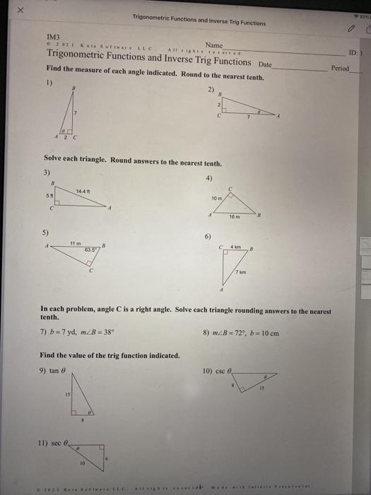 Solved Trigonometric Functions and inverse Trig Functions | Chegg.com