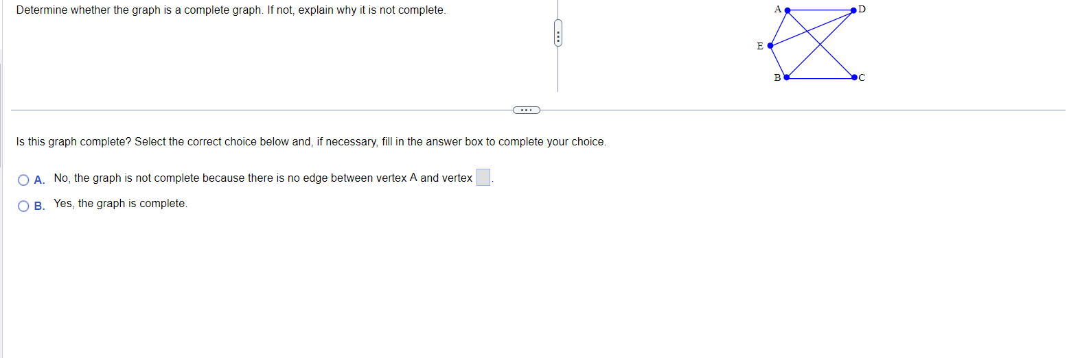 Solved Determine whether the graph is a complete graph. If | Chegg.com