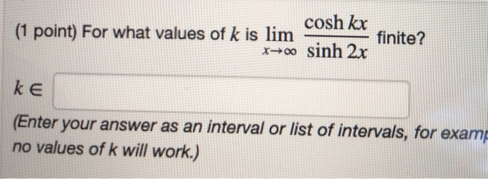 Solved (1 point) Simplify the expression cosh(In t) = | Chegg.com