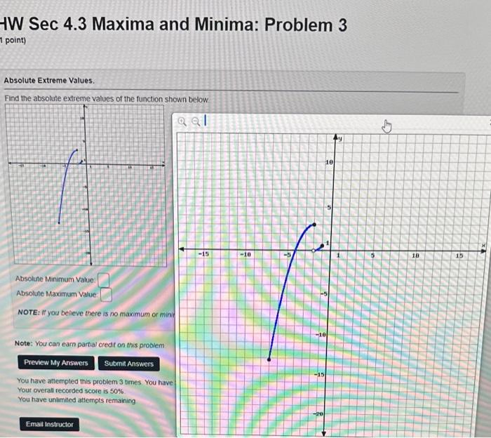 Solved IW Sec 4.3 Maxima and Minima: Problem 3 point) | Chegg.com