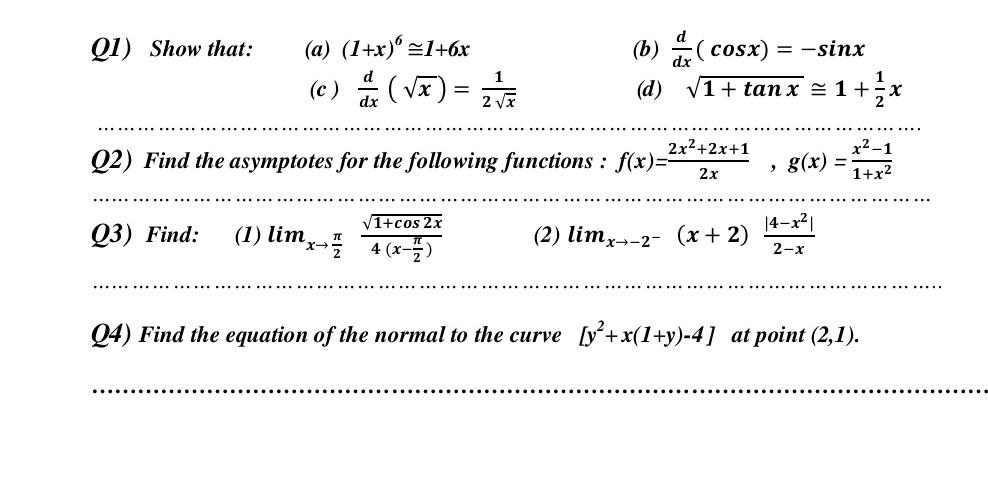 Solved Q1) Graph the following functions : (1) V4 – x2,-2