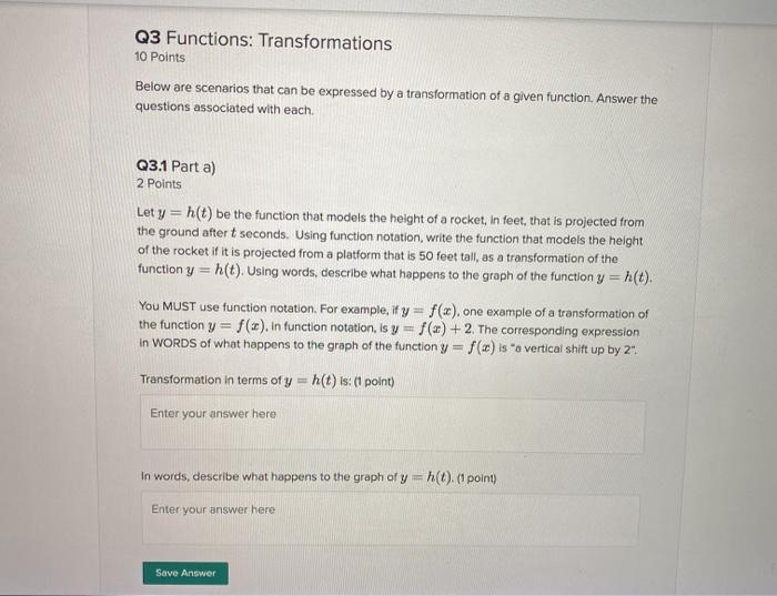 Solved Q3 Functions: Transformations 10 Points Below are | Chegg.com