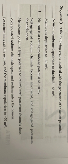 Solved Sequence (1-7) ﻿the following events involved with | Chegg.com