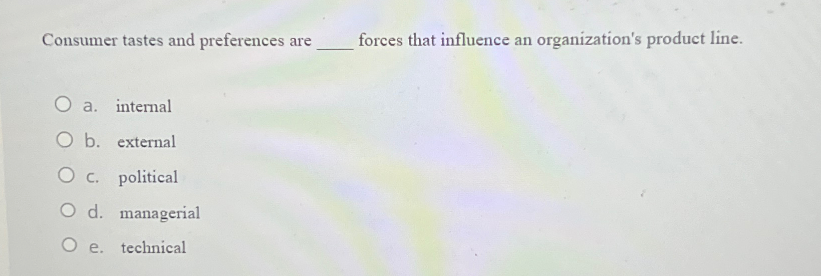 Solved Consumer tastes and preferences are forces that | Chegg.com