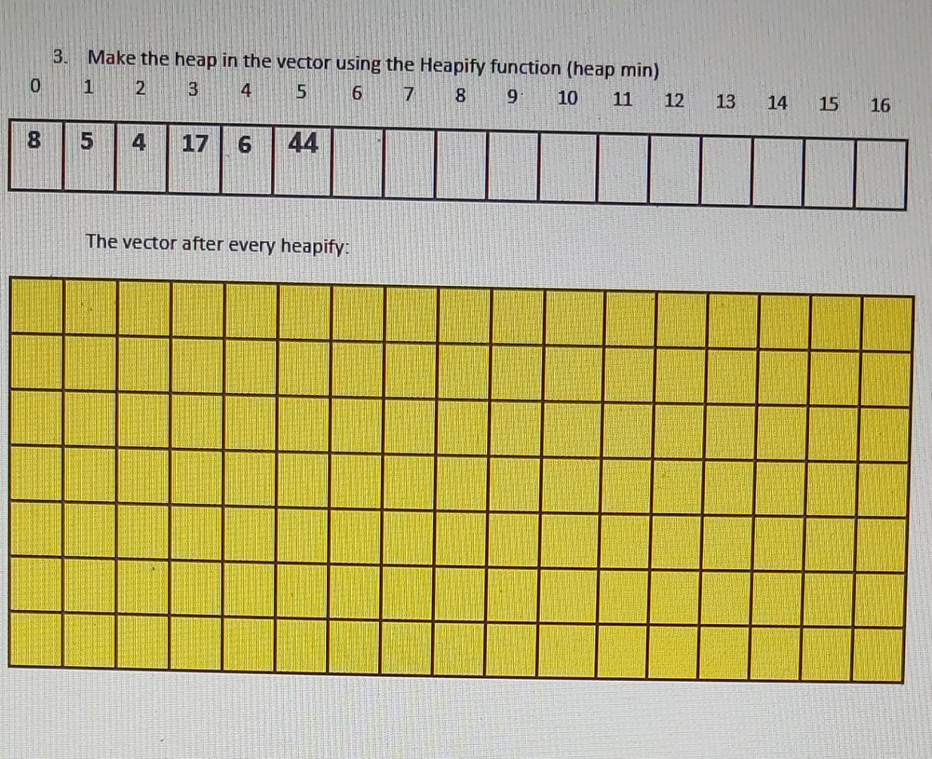 Solved 3. Make the heap in the vector using the Heapify | Chegg.com