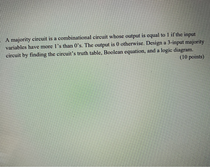 Solved A majority circuit is a combinational circuit whose | Chegg.com