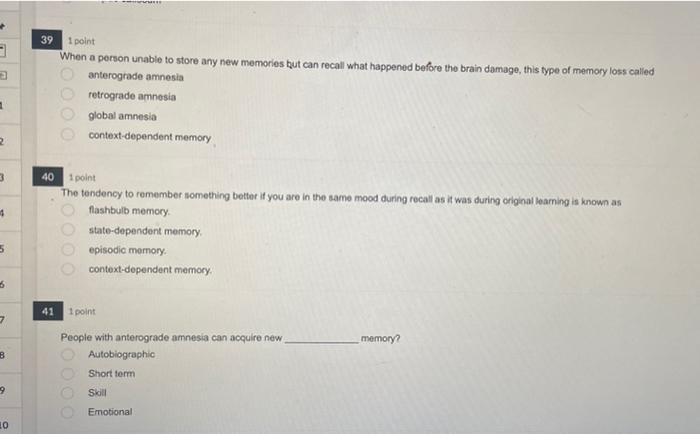 Solved 4 1 E 1 2 3 4 5 6 7 8 9 36 1 point Hyperthymesia... | Chegg.com