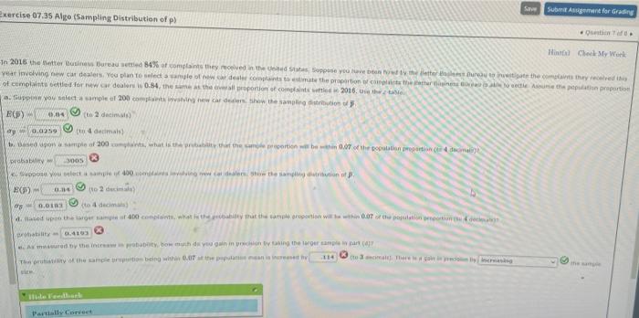 Solved Exercise 07.35 Algo (Sampling Distribution of p) | Chegg.com